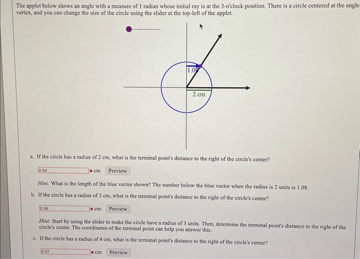 Solved The applet below shows an angle with a measure of 1 | Chegg.com