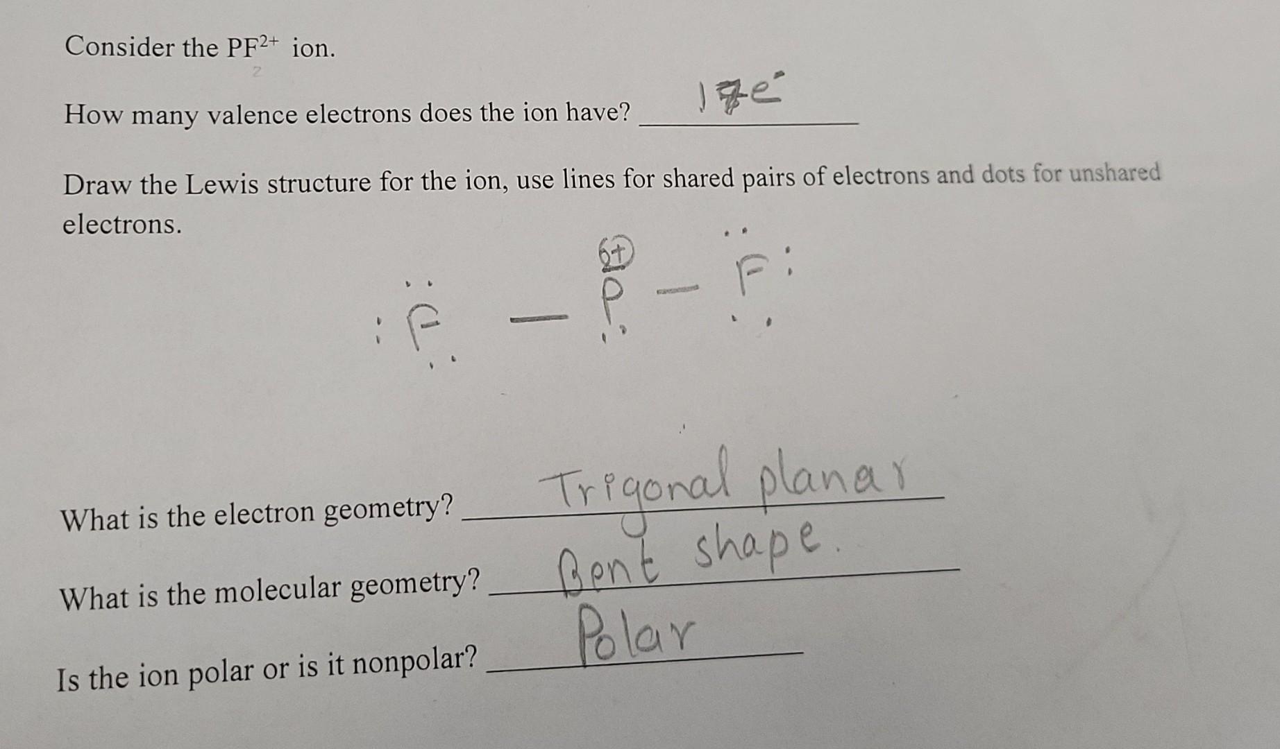 Solved Consider the PF2+ ion. How many valence electrons | Chegg.com