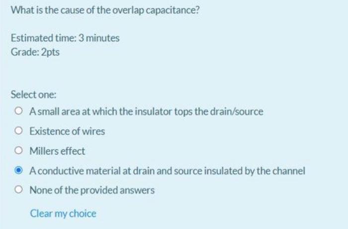 Solved What is the cause of the overlap capacitance? | Chegg.com