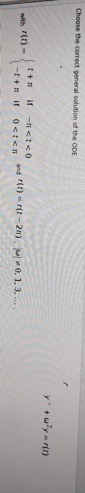 Solved Choose The Correct General Solution Of The Ode Yw²y 0347