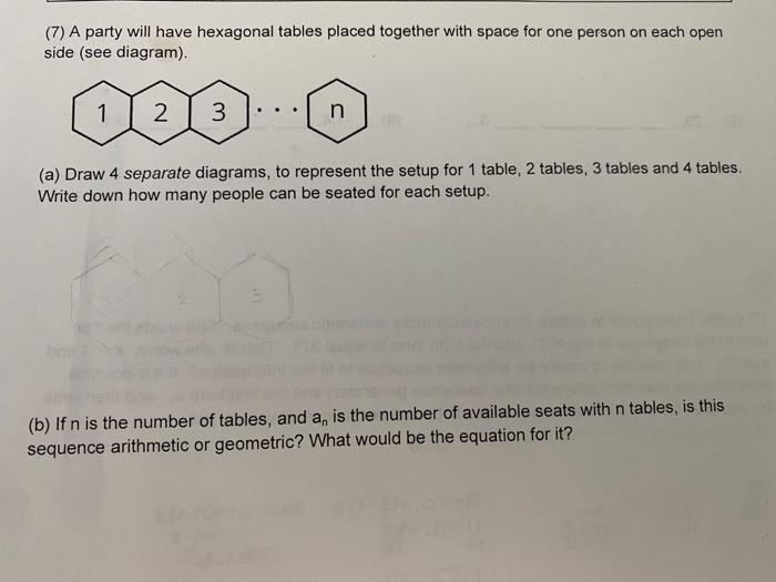 Solved (7) A party will have hexagonal tables placed | Chegg.com