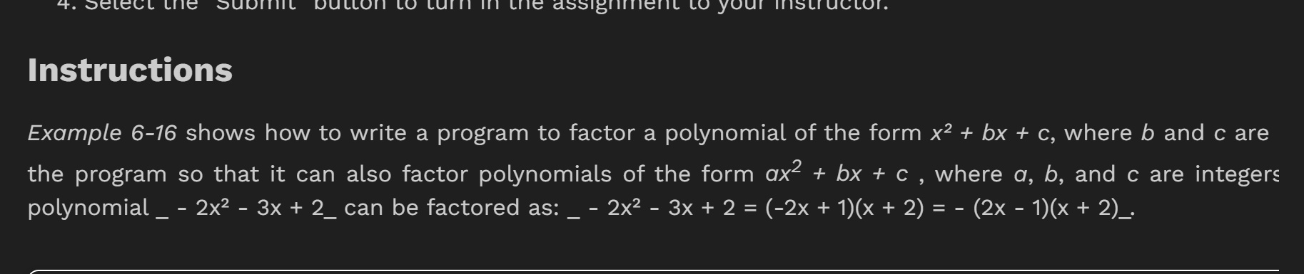 Solved InstructionsExample 6-16 ﻿shows how to write a | Chegg.com
