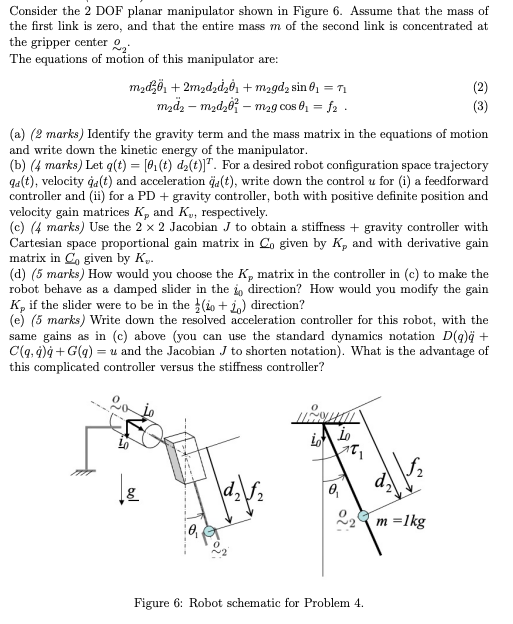 Solved Consider the 2 ﻿DOF planar manipulator shown in | Chegg.com