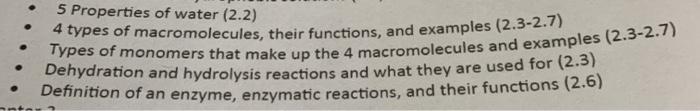 Solved Types of monomers that make up the 4 macromolecules | Chegg.com