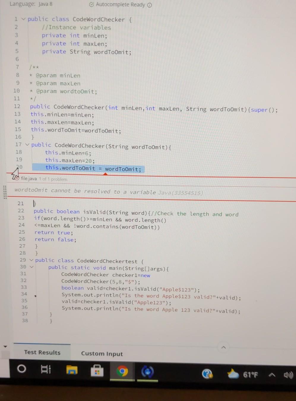 it say number 9 is an error I fix line 20 I put | Chegg.com