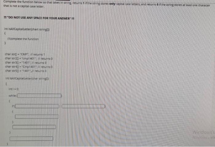 Solved Complete the function below so that takes in string | Chegg.com