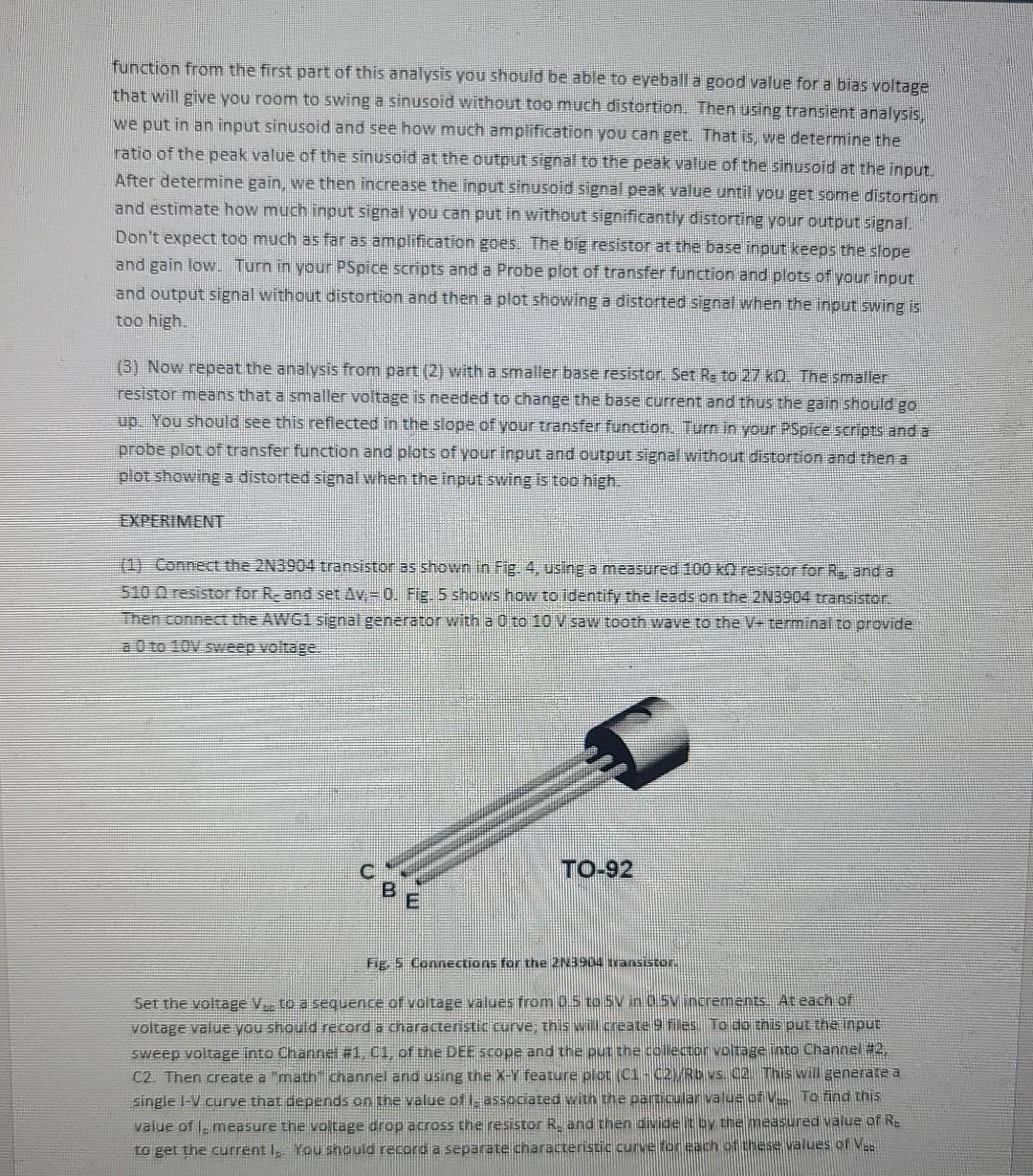 E&C ENGR 331 LAB#4 TRANSISTOR CHARACTERISTICS AND A | Chegg.com