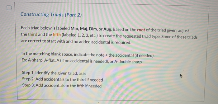 Constructing Triads (Part 2) Each triad below is | Chegg.com