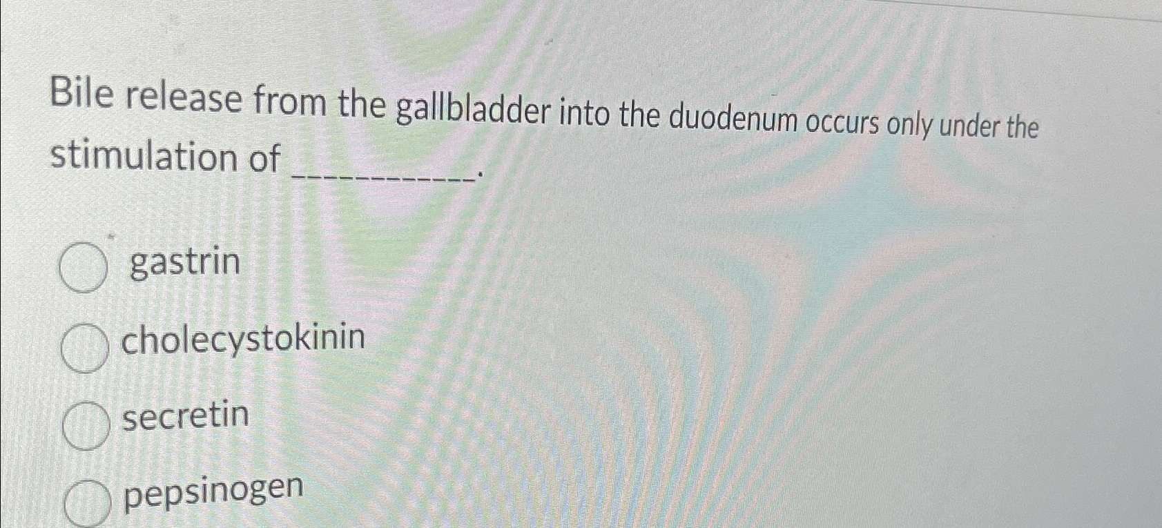 Solved Bile release from the gallbladder into the duodenum | Chegg.com