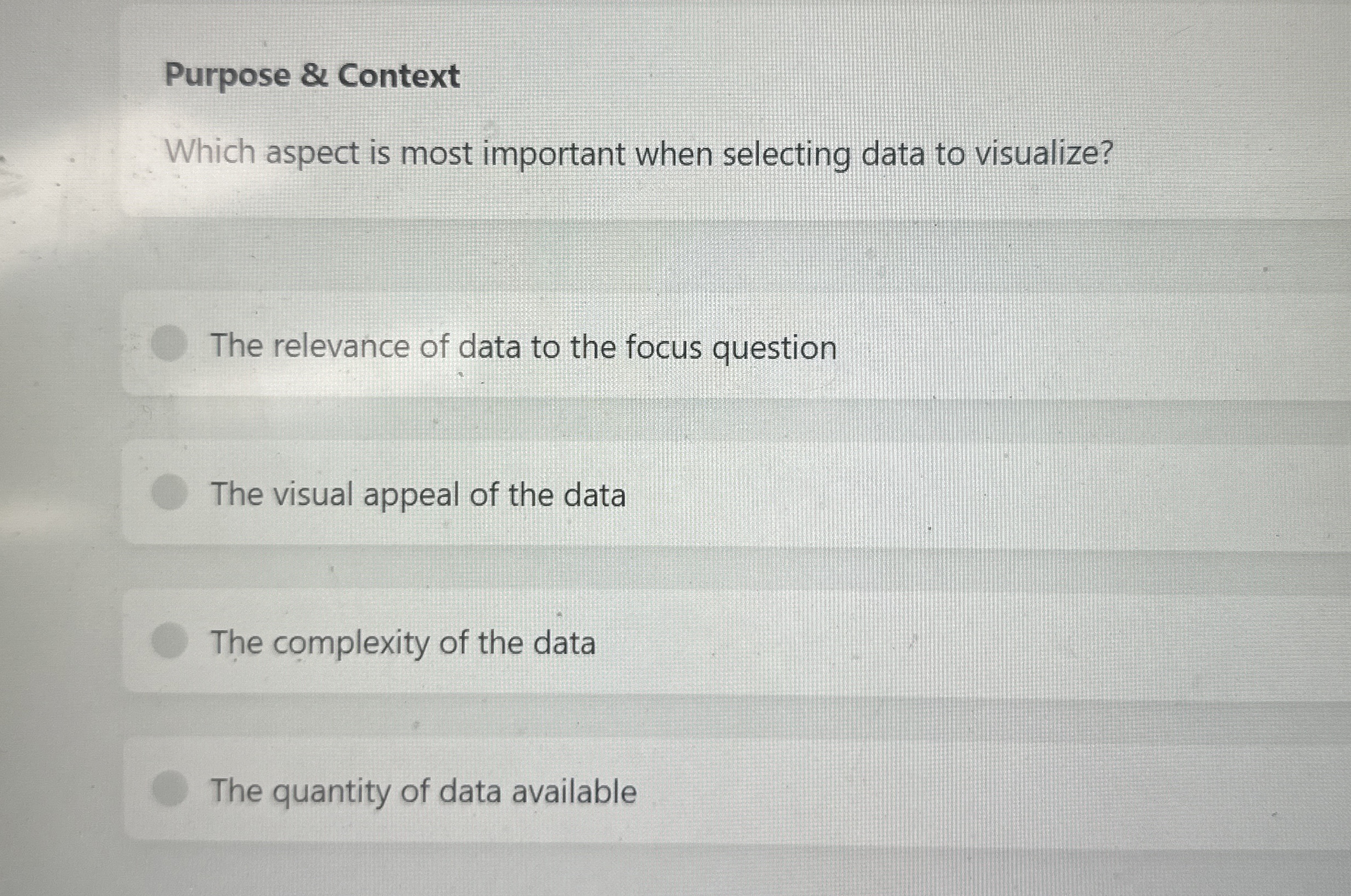 Solved Purpose & ContextWhich aspect is most important when | Chegg.com
