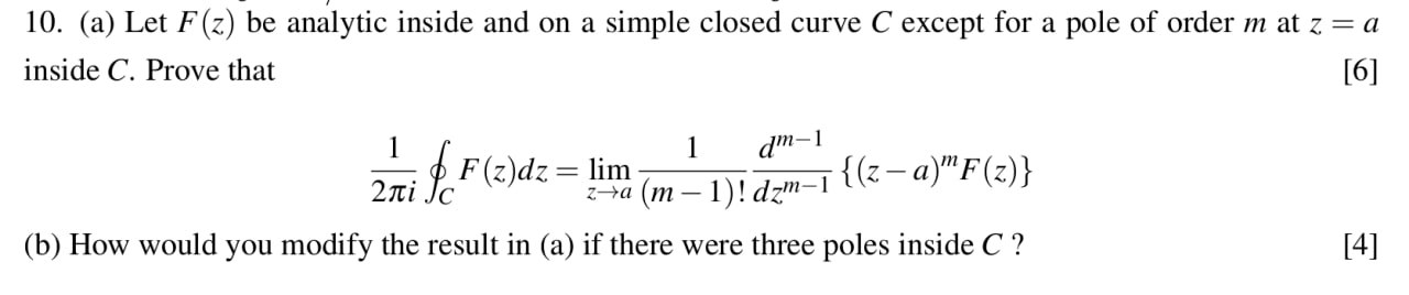 Solved (a) ﻿Let F(z) ﻿be analytic inside and on a simple | Chegg.com