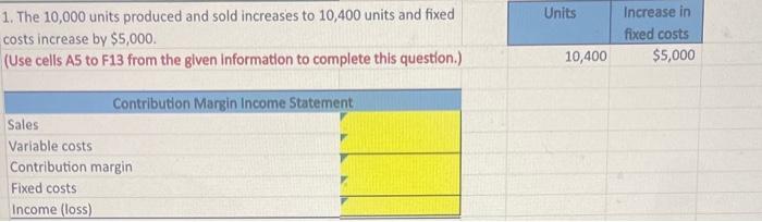 1. The 10,000 units produced and sold increases to | Chegg.com
