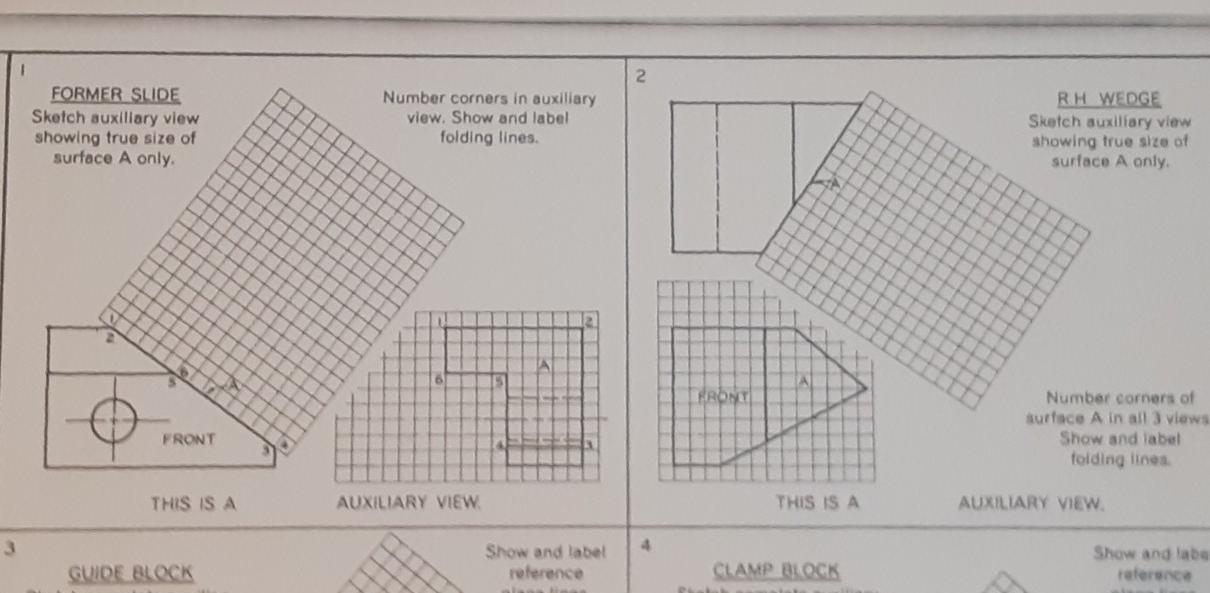 Solved sketch complete auxiliary view showing true | Chegg.com