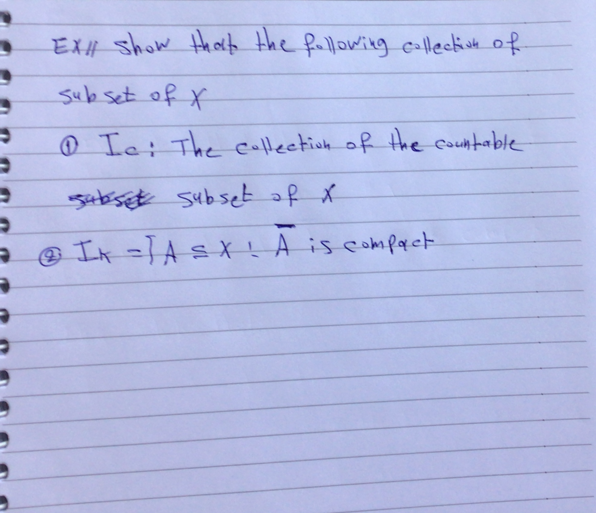 Ex|l show that the following collection of subset of | Chegg.com