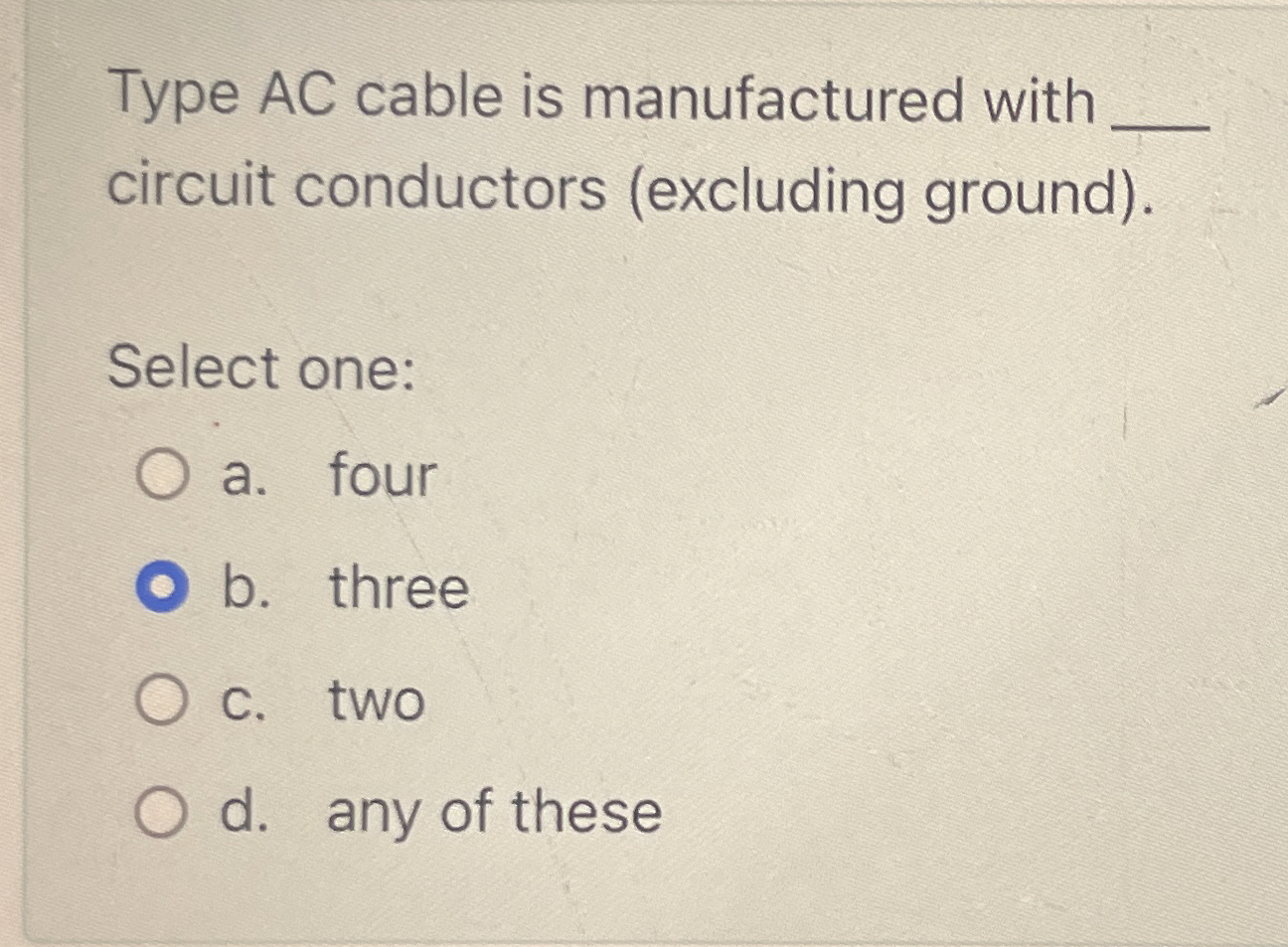 Solved Type AC cable is manufactured with q, ﻿circuit | Chegg.com
