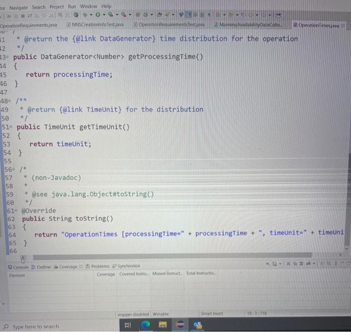 Solved public final class operationtimes \{ private | Chegg.com