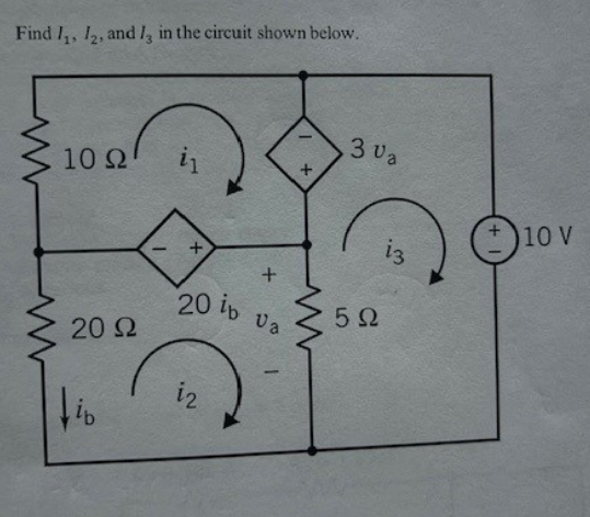 Solved using mesh analysisFind I1,I2, ﻿and I3 ﻿in the | Chegg.com