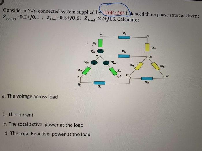 Solved Consider a Y-Y connected system supplied by 120V 230° | Chegg.com