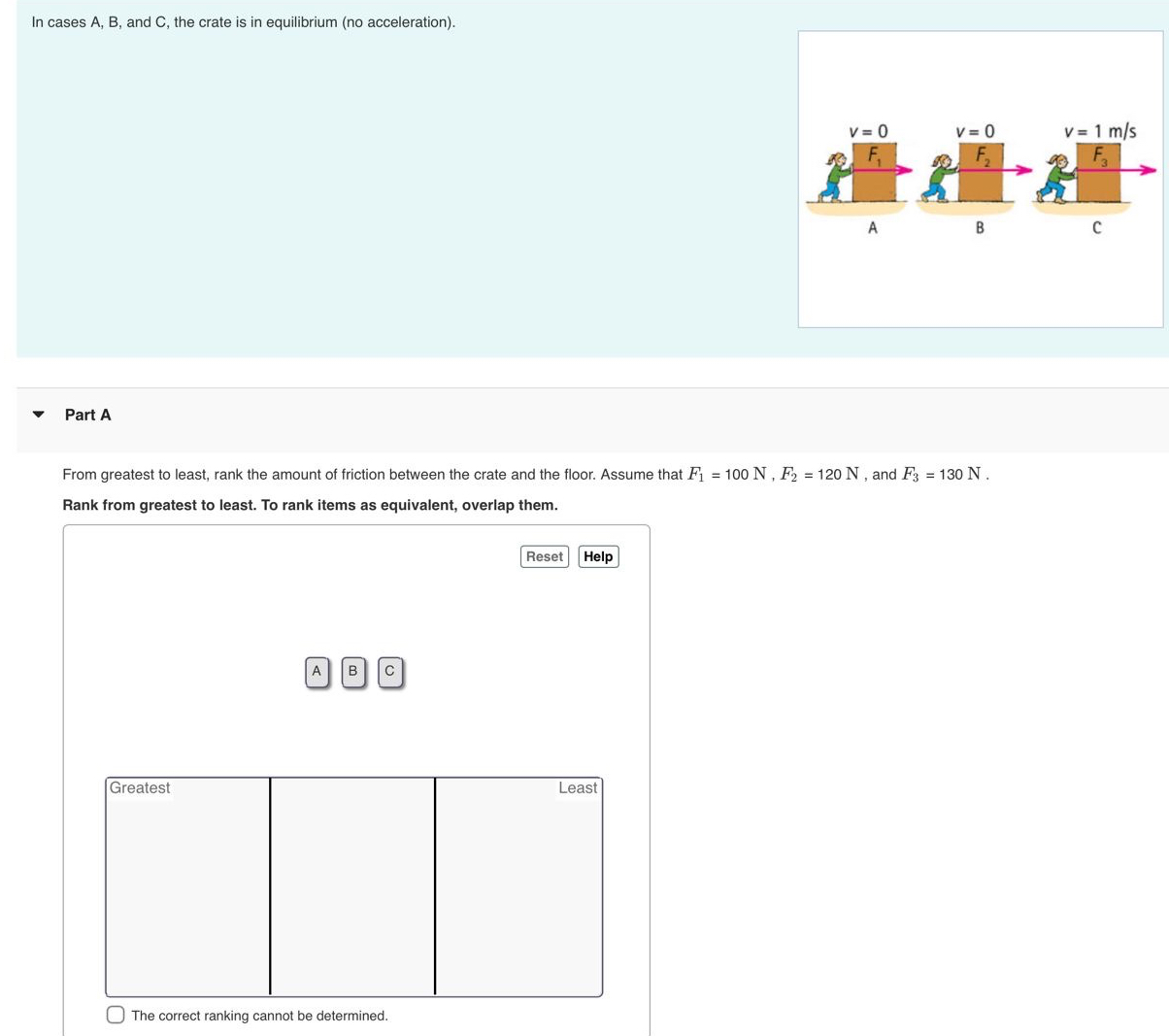 Solved In cases A, ﻿B, ﻿and C, ﻿the crate is in equilibrium | Chegg.com