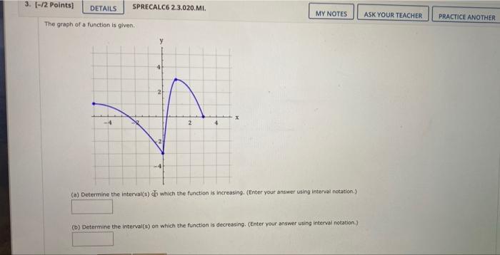 Solved 3. [-/2 points) DETAILS SPRECALC6 2.3.020.MI. MY | Chegg.com