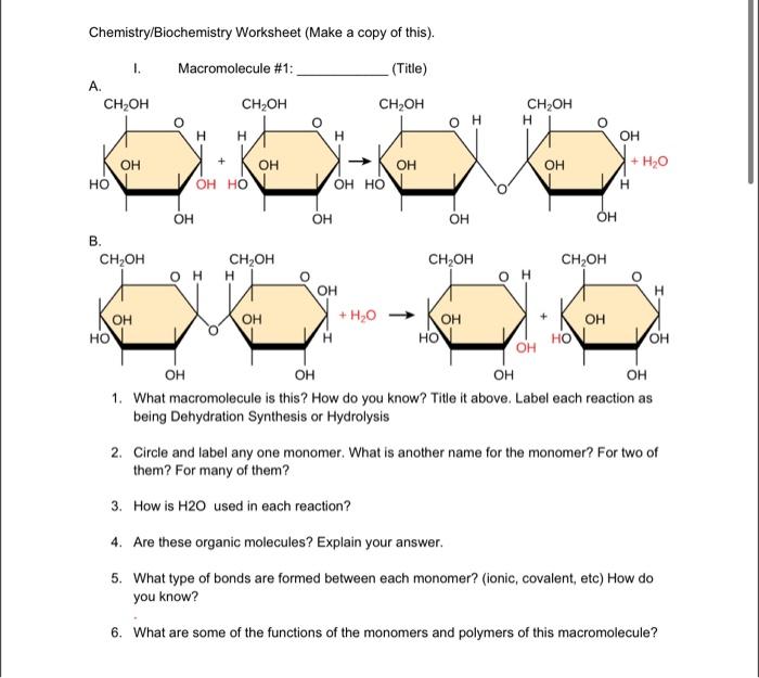 Solved Chemistry/Biochemistry Worksheet (Make a copy of | Chegg.com