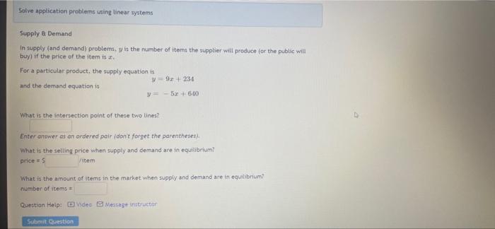 Solved Salve application problems using linear systems | Chegg.com
