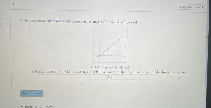 Solved Three point masses are placed at the corners of a | Chegg.com