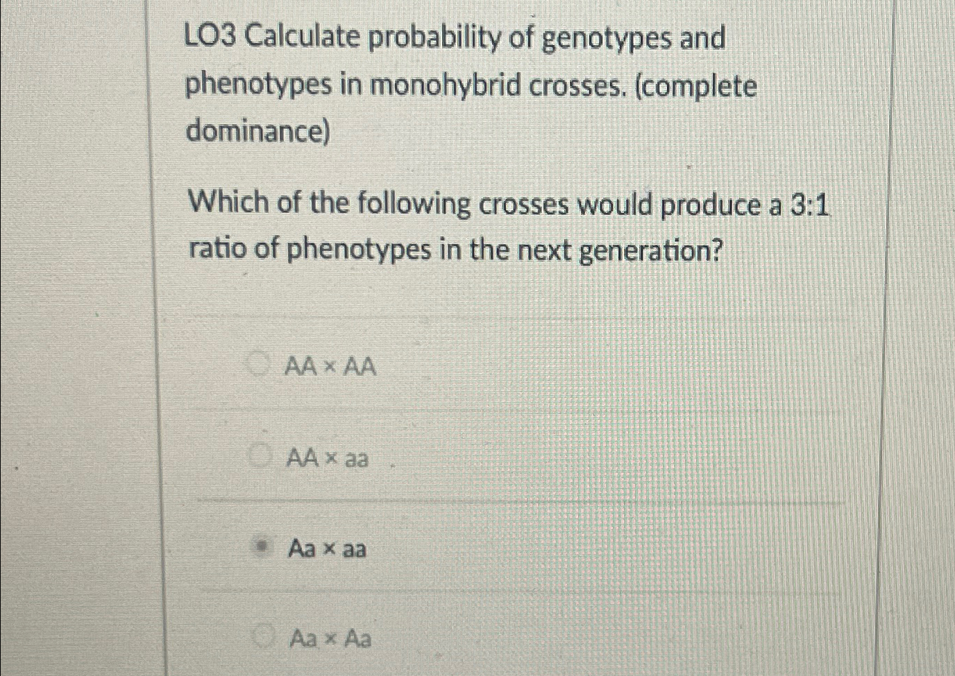 Solved LO3 ﻿Calculate probability of genotypes and | Chegg.com