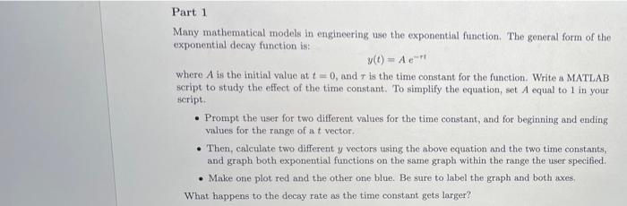 Solved Part 1 Many mathematical models in engineering use | Chegg.com