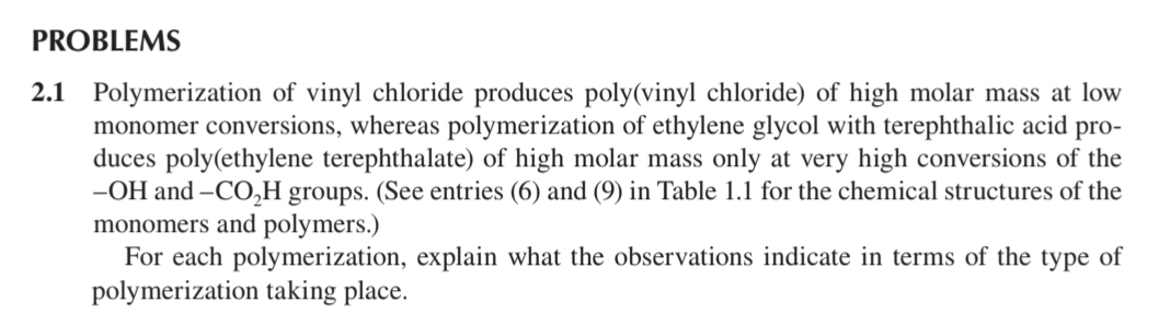 Solved PROBLEMS2.1 ﻿Polymerization of vinyl chloride | Chegg.com