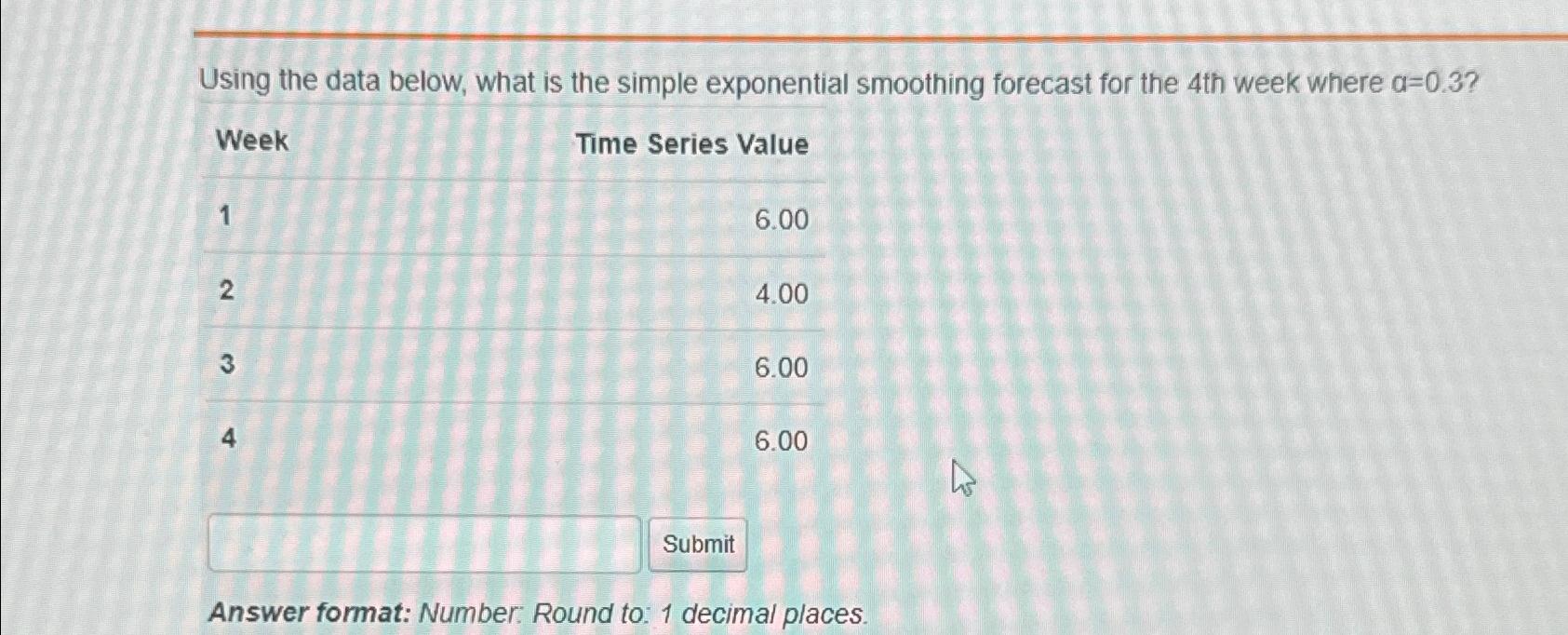 Solved Using the data below, what is the simple exponential | Chegg.com