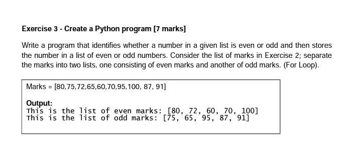 Solved Exercise 3 Create A Python Program 7 Marks Write 8231