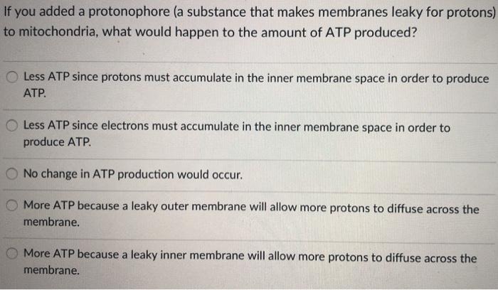 Solved If you added a protonophore (a substance that makes | Chegg.com