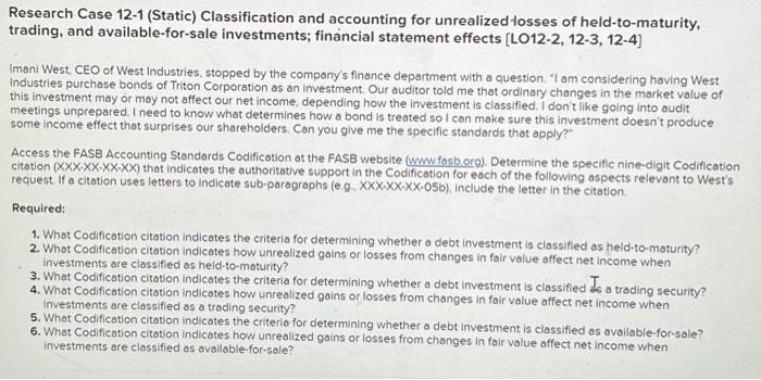 Solved Research Case 12-1 (Static) Classification and | Chegg.com