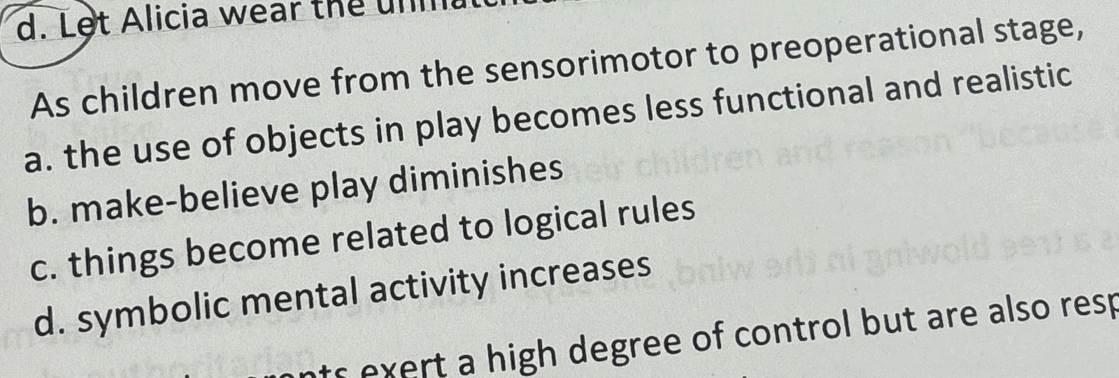 Solved As children move from the sensorimotor to | Chegg.com