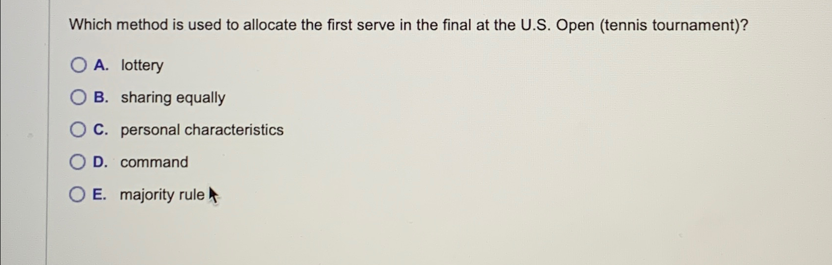 Solved Which method is used to allocate the first serve in | Chegg.com