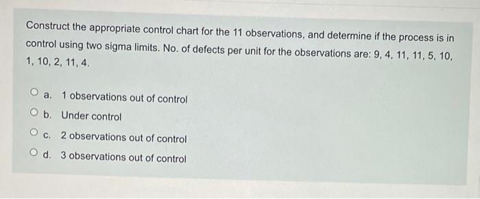 Solved Construct the appropriate control chart for the 11 | Chegg.com