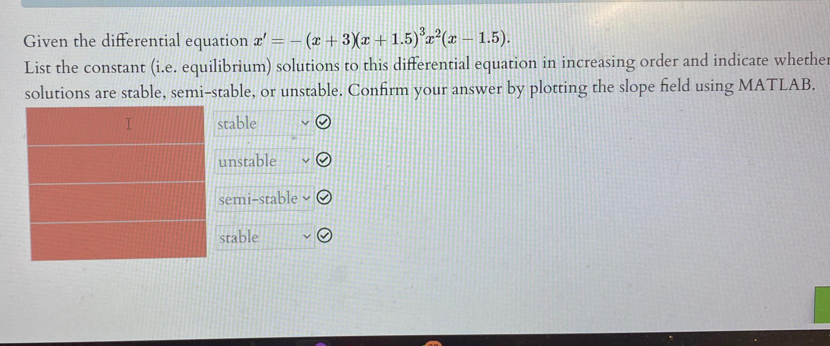 Solved Given the differential equation | Chegg.com