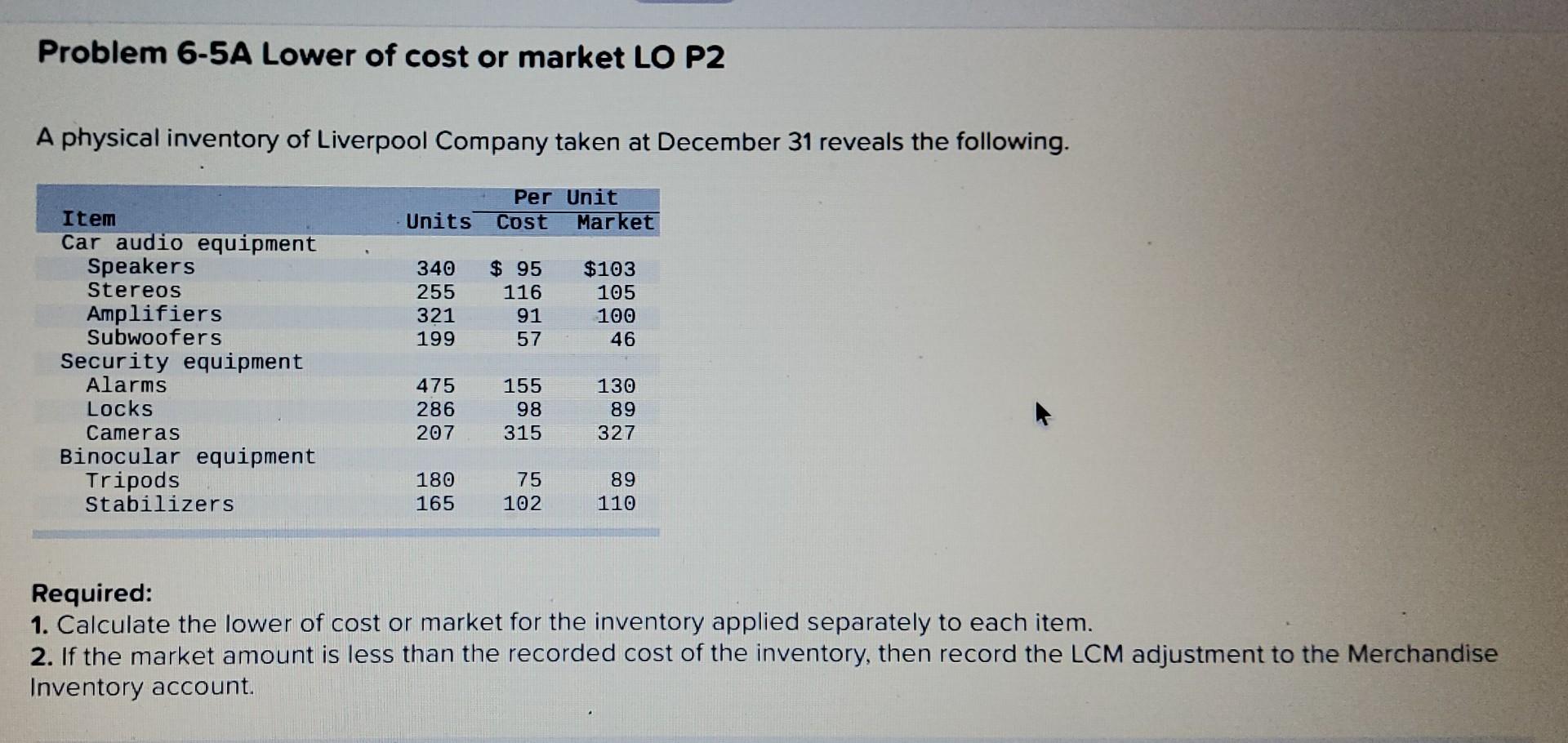 Solved Exercise 6-12 Analysis of inventory errors LO A2 | Chegg.com