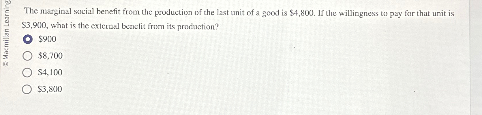 Solved The marginal social benefit from the production of | Chegg.com