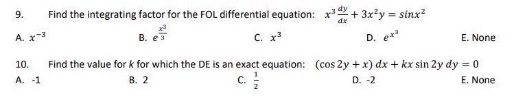 Solved Find the integrating factor for the FOL differential | Chegg.com