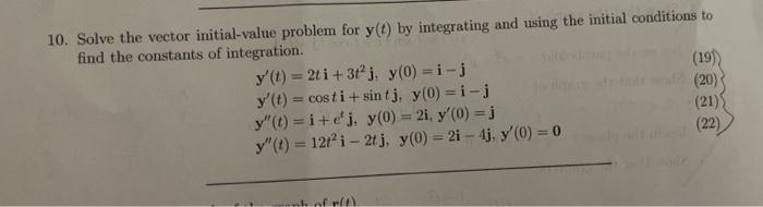 Solved 10. Solve the vector initial-value problem for y(t) | Chegg.com
