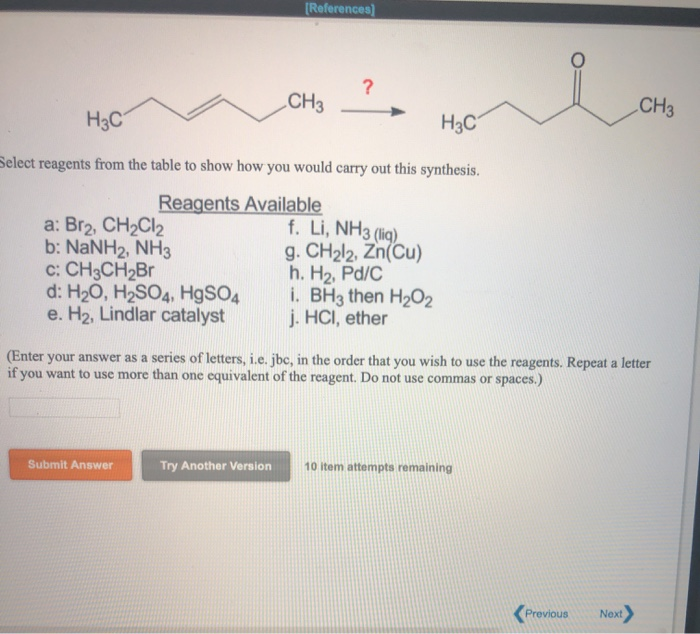 Solved (References) CH3 - CH3 – H3C H3C Select reagents from | Chegg.com
