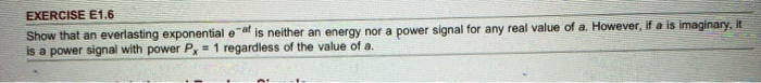Solved EXERCISE E1.6 Show that an everlasting exponential e | Chegg.com