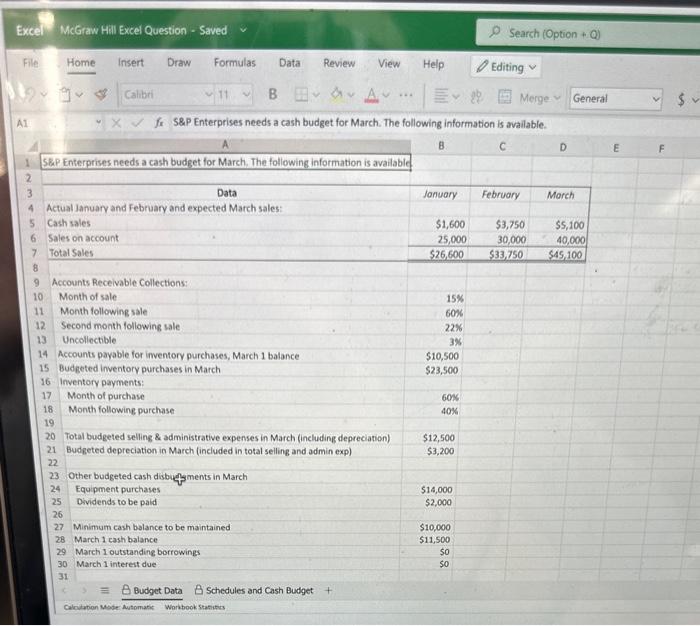 Excel McGraw Hill Excel Question - Saved P Search | Chegg.com