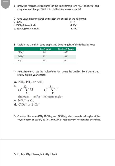 Solved 1- Draw the resonance structures for the | Chegg.com