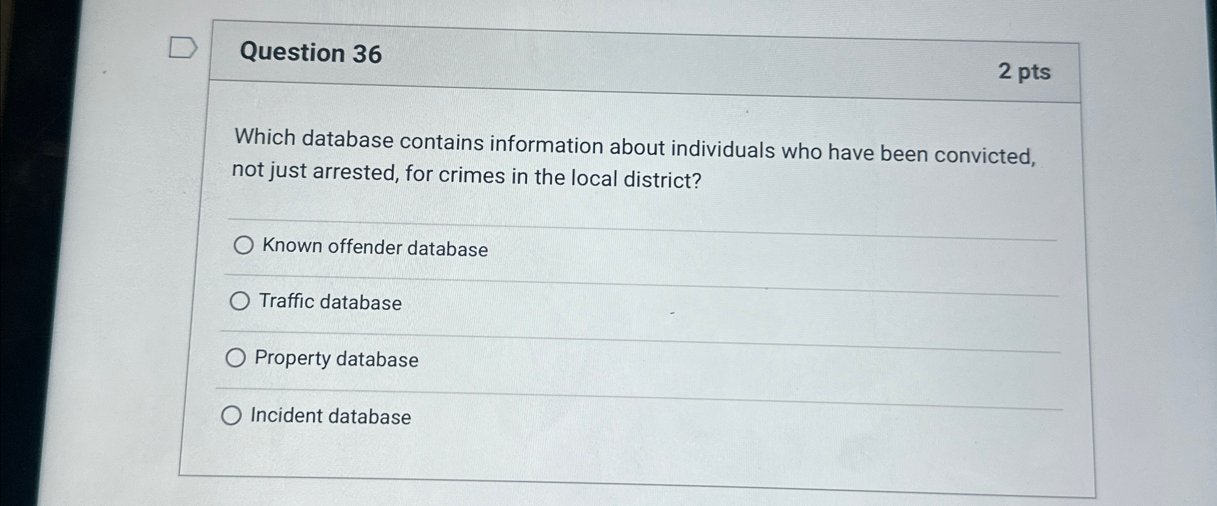 Solved Question 362 ﻿ptsWhich database contains information | Chegg.com