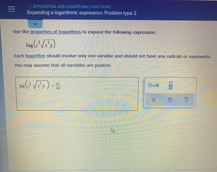 Solved O EXPONENTIAL AND LOGARITHMIC FUNCTIONS Expanding a | Chegg.com