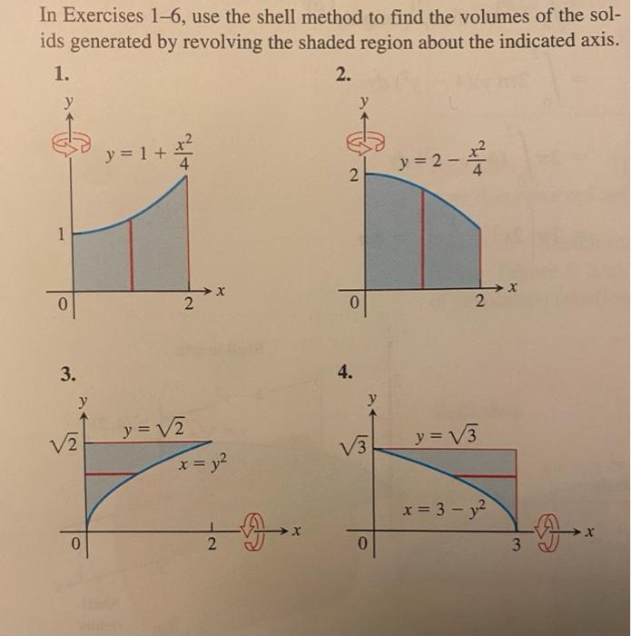 Solved In Exercises 1-6, use the shell method to find the | Chegg.com