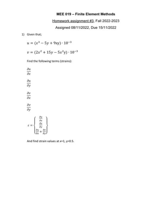 Solved MEE 019 - Finite Element Methods Homework assignment | Chegg.com